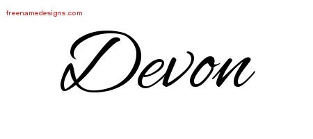 Cursive Name Tattoo Designs Devon Free Graphic - Free Name Designs
