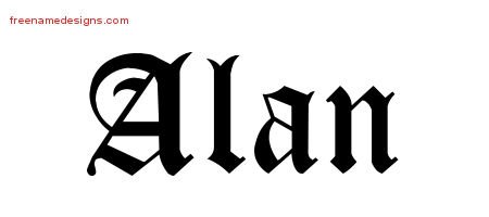 Blackletter Name Tattoo Designs Alan Printable - Free Name Designs