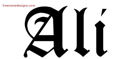 Blackletter Name Tattoo Designs Ali Printable - Free Name Designs