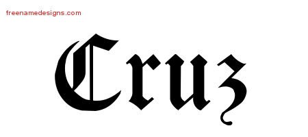 Blackletter Name Tattoo Designs Cruz Printable - Free Name Designs