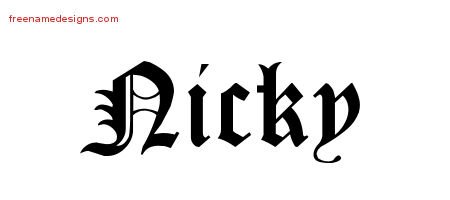 Blackletter Name Tattoo Designs Nicky Printable - Free Name Designs