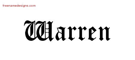 Blackletter Name Tattoo Designs Warren Printable - Free Name Designs