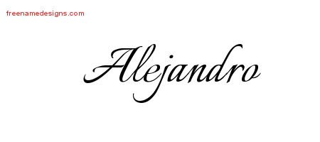 Calligraphic Name Tattoo Designs Alejandro Free Graphic - Free Name Designs