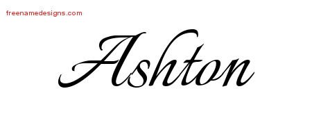 Calligraphic Name Tattoo Designs Ashton Free Graphic - Free Name Designs