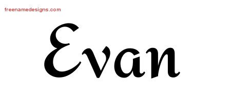 Calligraphic Stylish Name Tattoo Designs Evan Free Graphic - Free Name ...