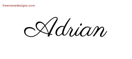 Classic Name Tattoo Designs Adrian Printable - Free Name Designs