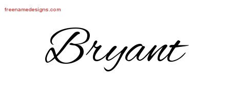 Cursive Name Tattoo Designs Bryant Free Graphic - Free Name Designs