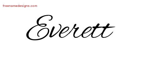 Cursive Name Tattoo Designs Everett Free Graphic - Free Name Designs