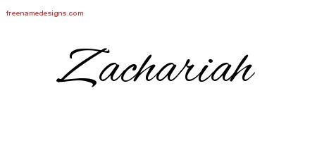 Cursive Name Tattoo Designs Zachariah Free Graphic - Free Name Designs