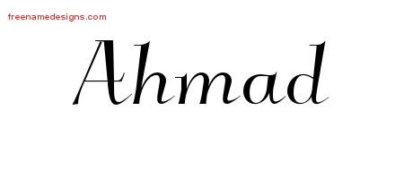 Elegant Name Tattoo Designs Ahmad Download Free - Free Name Designs