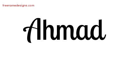 Handwritten Name Tattoo Designs Ahmad Free Printout - Free Name Designs