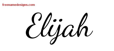 Lively Script Name Tattoo Designs Elijah Free Download - Free Name Designs