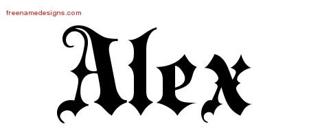 Old English Name Tattoo Designs Alex Free Lettering - Free Name Designs