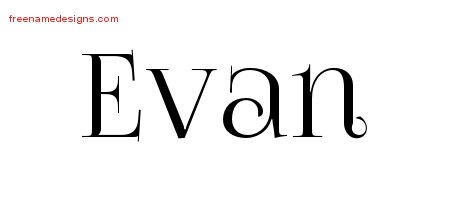 Vintage Name Tattoo Designs Evan Free Printout - Free Name Designs