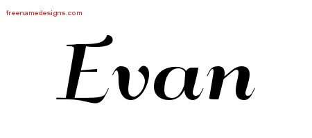 Art Deco Name Tattoo Designs Evan Printable - Free Name Designs
