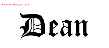 Blackletter Name Tattoo Designs Dean Graphic Download - Free Name Designs