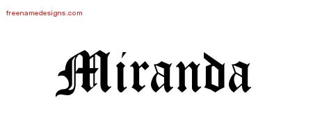 Blackletter Name Tattoo Designs Miranda Graphic Download - Free Name ...