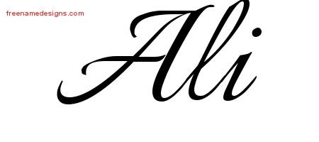 Calligraphic Name Tattoo Designs Ali Download Free - Free Name Designs