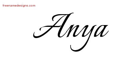 Calligraphic Name Tattoo Designs Anya Download Free - Free Name Designs