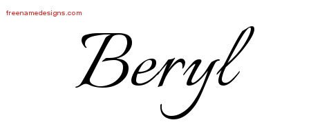 Calligraphic Name Tattoo Designs Beryl Download Free - Free Name Designs