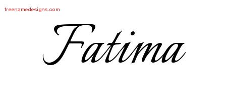Calligraphic Name Tattoo Designs Fatima Download Free - Free Name Designs