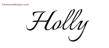 Calligraphic Name Tattoo Designs Holly Download Free - Free Name Designs