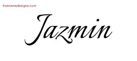 Calligraphic Name Tattoo Designs Jazmin Download Free - Free Name Designs