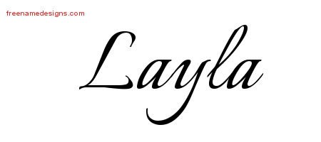 Calligraphic Name Tattoo Designs Layla Download Free - Free Name Designs