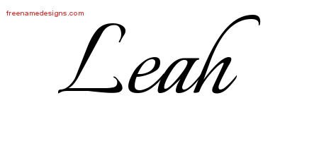 Calligraphic Name Tattoo Designs Leah Download Free - Free Name Designs