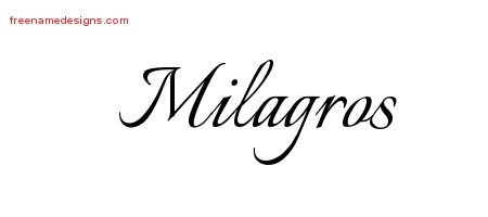 Calligraphic Name Tattoo Designs Milagros Download Free - Free Name Designs