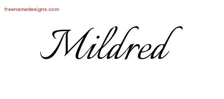 Calligraphic Name Tattoo Designs Mildred Download Free - Free Name Designs