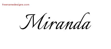 Calligraphic Name Tattoo Designs Miranda Download Free - Free Name Designs