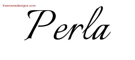 Calligraphic Name Tattoo Designs Perla Download Free - Free Name Designs