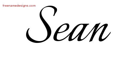 Calligraphic Name Tattoo Designs Sean Download Free - Free Name Designs