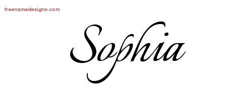 Calligraphic Name Tattoo Designs Sophia Download Free - Free Name Designs