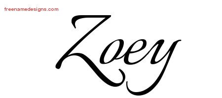 Calligraphic Name Tattoo Designs Zoey Download Free - Free Name Designs