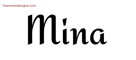 Calligraphic Stylish Name Tattoo Designs Mina Download Free - Free Name ...