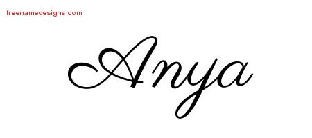 Classic Name Tattoo Designs Anya Graphic Download - Free Name Designs