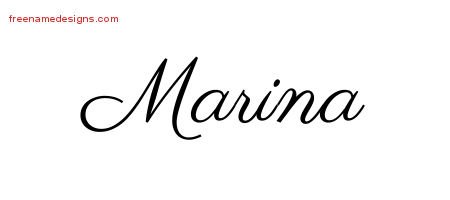 Classic Name Tattoo Designs Marina Graphic Download - Free Name Designs