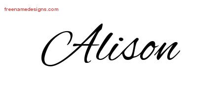 Cursive Name Tattoo Designs Alison Download Free - Free Name Designs