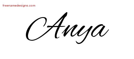Cursive Name Tattoo Designs Anya Download Free - Free Name Designs