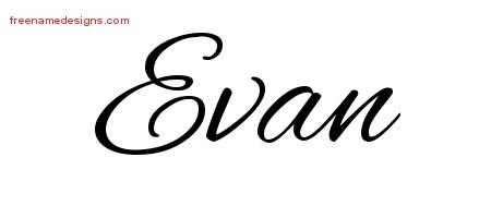 Cursive Name Tattoo Designs Evan Download Free - Free Name Designs