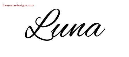 Cursive Name Tattoo Designs Luna Download Free - Free Name Designs