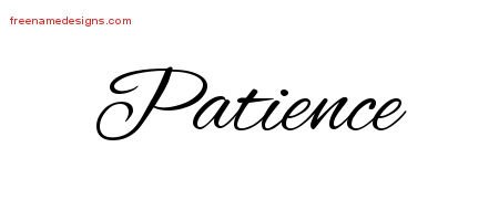 Cursive Name Tattoo Designs Patience Download Free - Free Name Designs