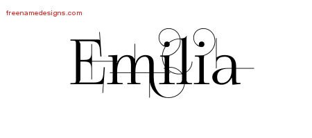 Decorated Name Tattoo Designs Emilia Free - Free Name Designs