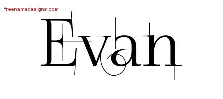 Decorated Name Tattoo Designs Evan Free - Free Name Designs