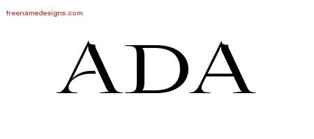 Flourishes Name Tattoo Designs Ada Printable - Free Name Designs