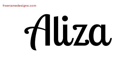 Handwritten Name Tattoo Designs Aliza Free Download - Free Name Designs