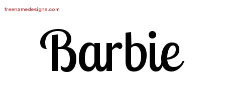 Handwritten Name Tattoo Designs Barbie Free Download - Free Name Designs