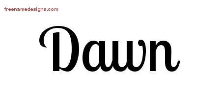 Handwritten Name Tattoo Designs Dawn Free Download - Free Name Designs